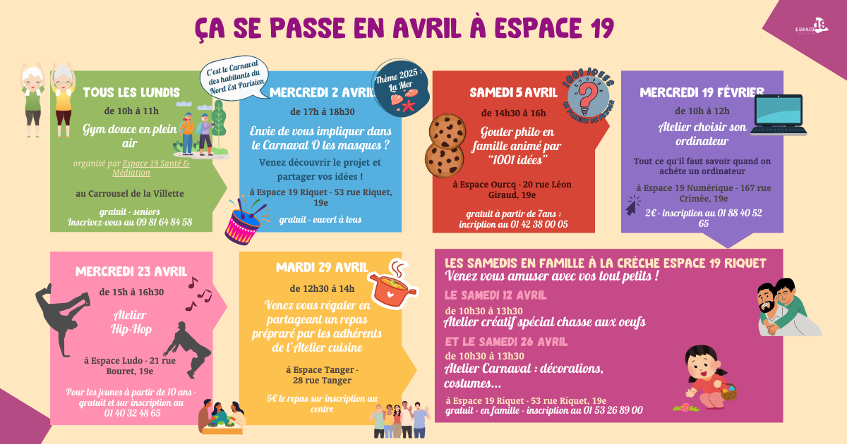 Ça se passe en avril à Espace 19 - Espace 19